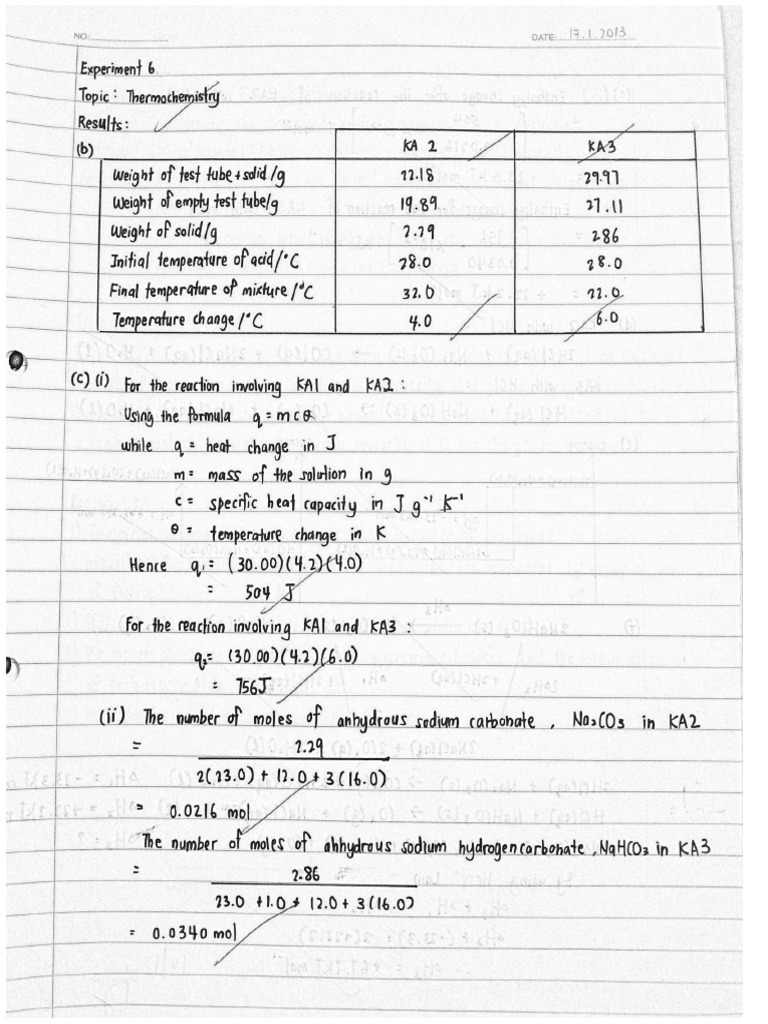Chemistry STPM Experiment 6 Thermochemistry (Second Term) | PDF