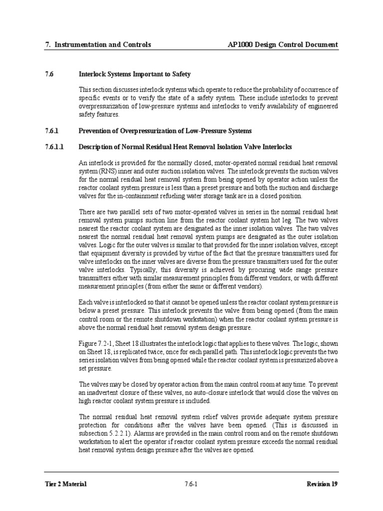 Instrumentation and Controls AP1000 Design Control Document | PDF ...