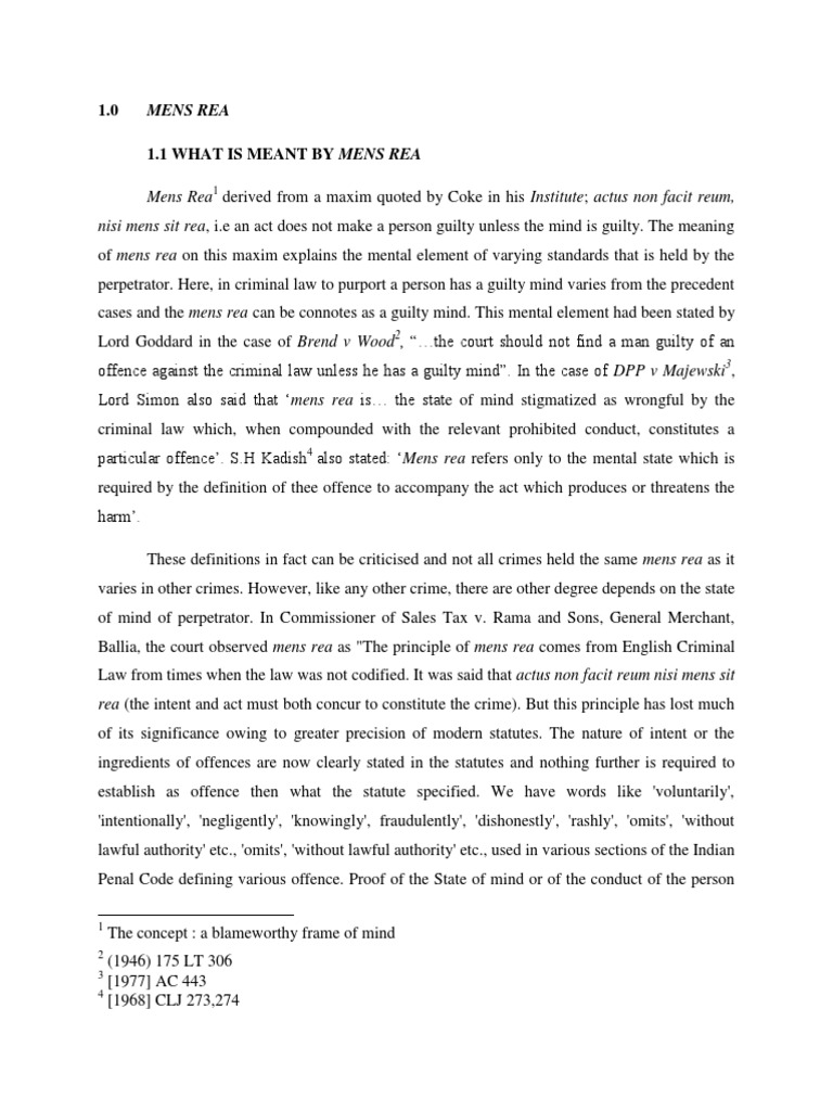 Mens Rea | Mens Rea | Intention (Criminal Law)