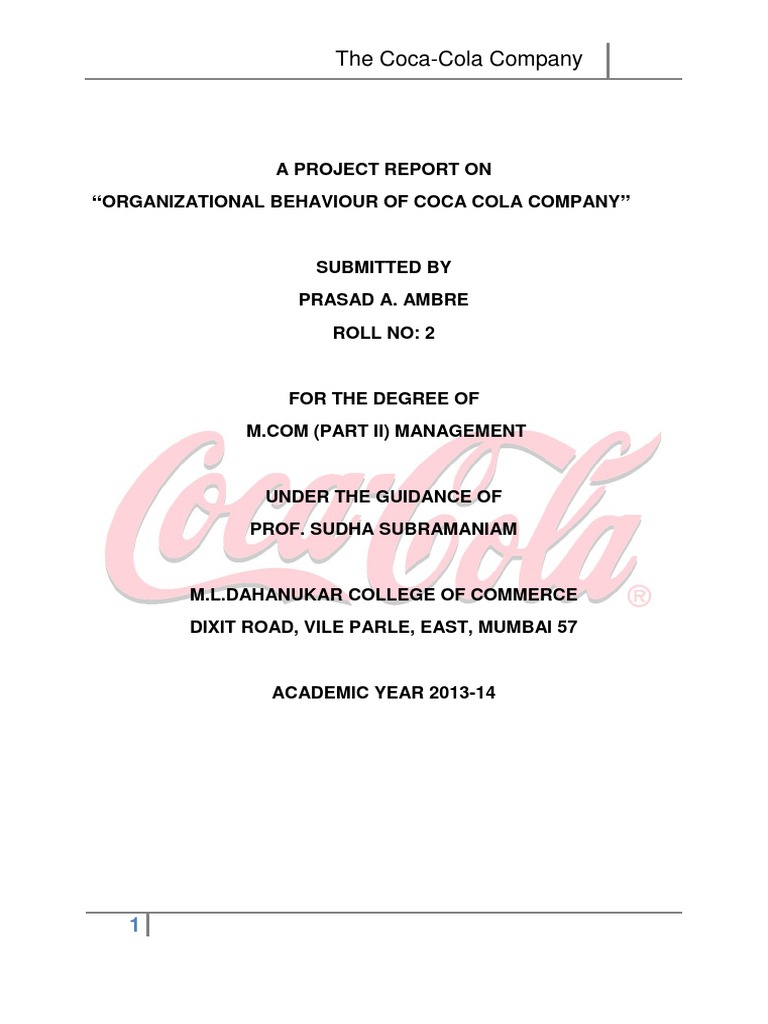 Organizational Structure of The Coca Cola Company | PDF | The Coca Cola ...