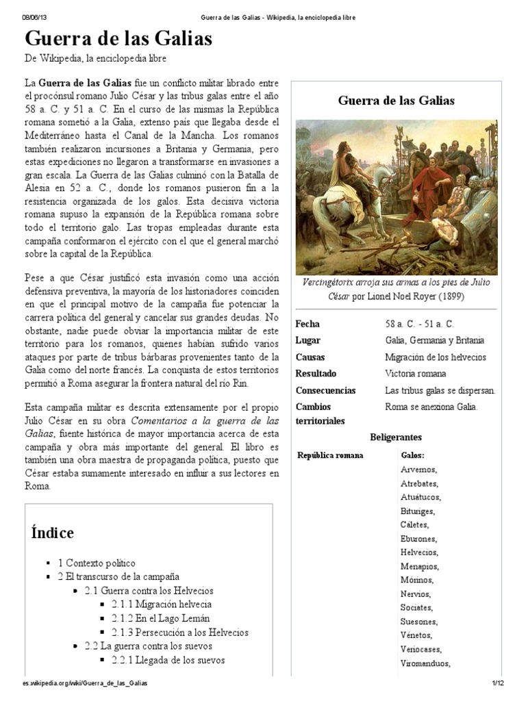 Guerra de Las Galias | PDF | Guerras galas | Julio César