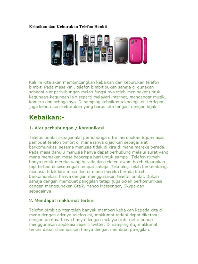 Kebaikan Dan Keburukan Telefon Bimbit | PDF