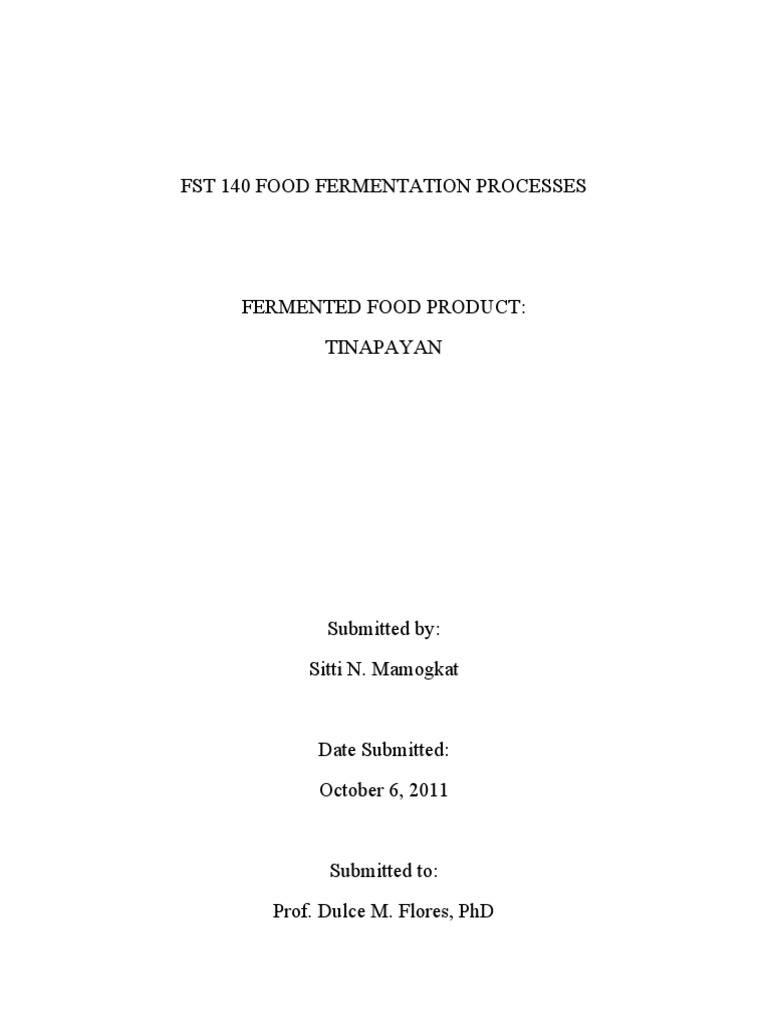 FST 140 Food Fermentation Processes (Maguindanaon Food: Tinapayan ...