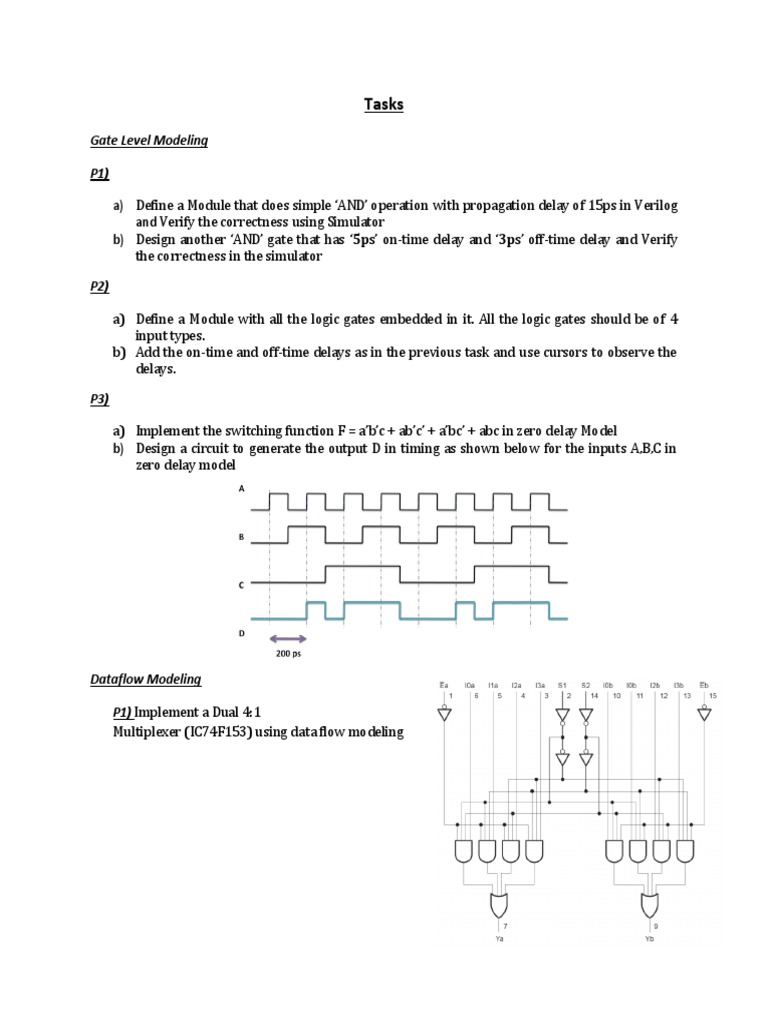Tasks: Gate Level Modeling P1) | PDF | Computers