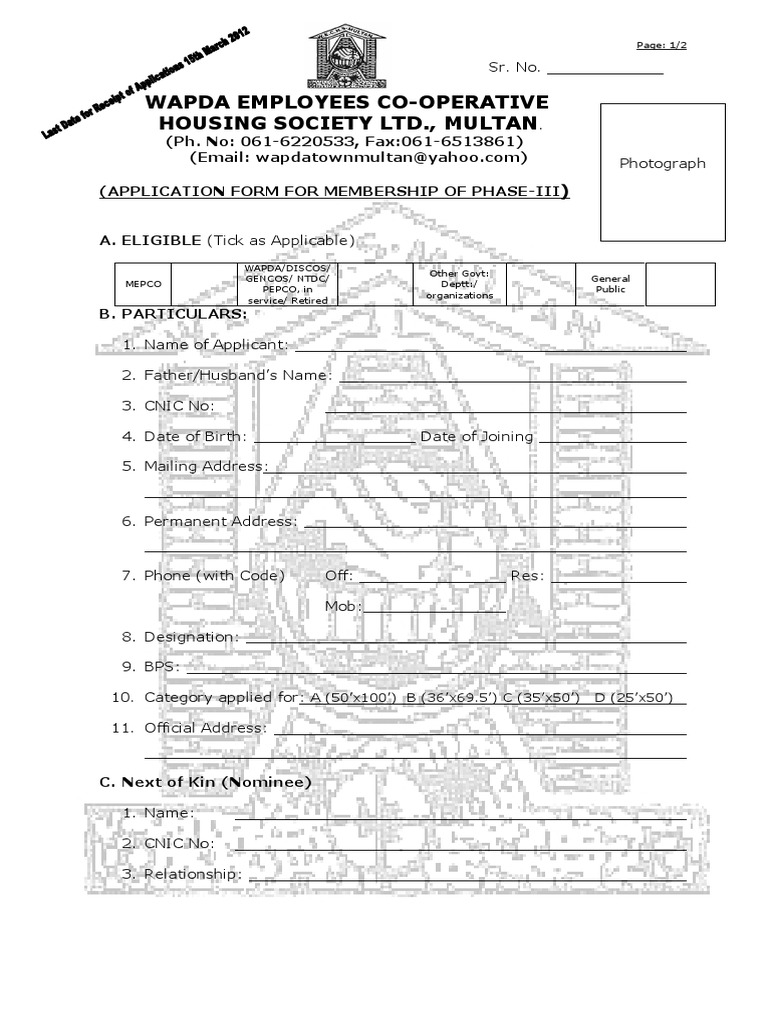 Wapda Employees Co-Operative Housing Society LTD., Multan | Download ...