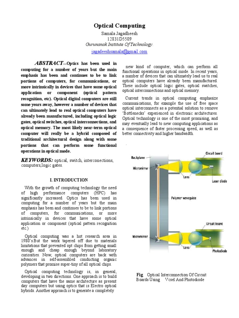 Optical Computing-abstract Ieee format | Optics | Integrated Circuit