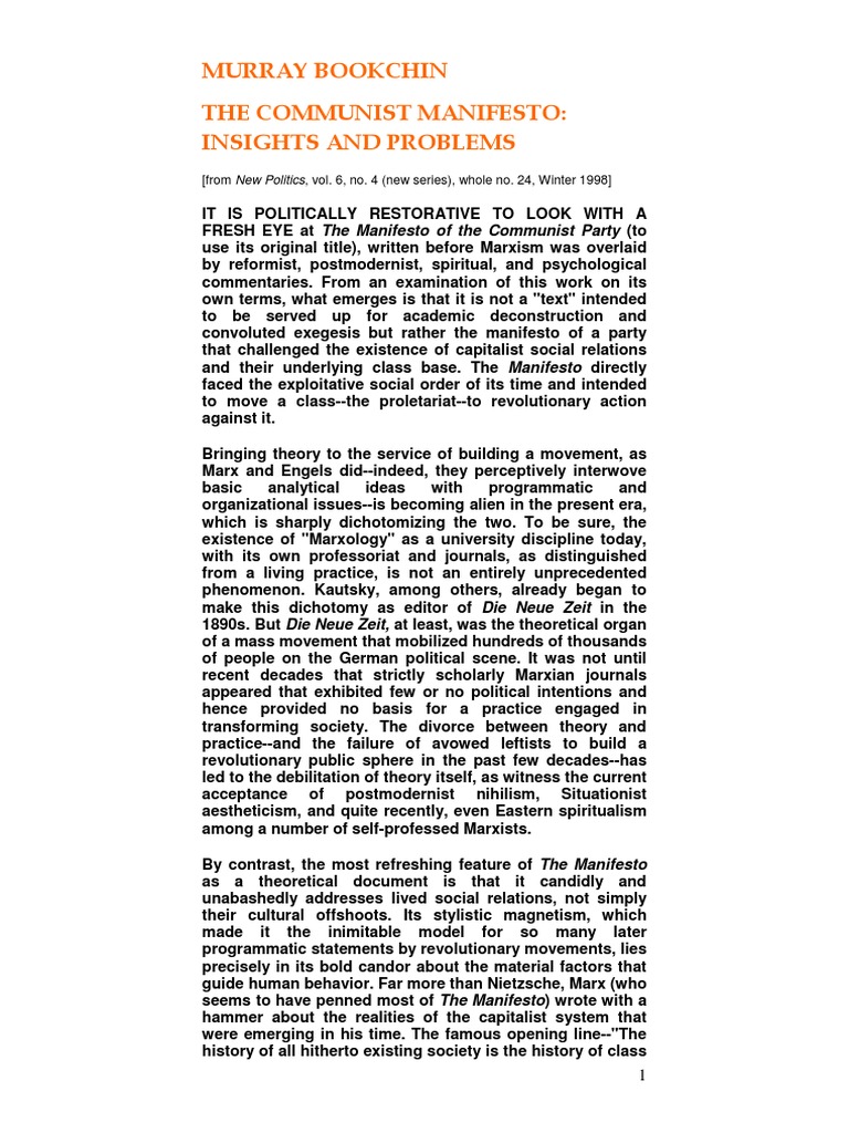 Communist Manifesto Insight | PDF | Karl Marx | Communism