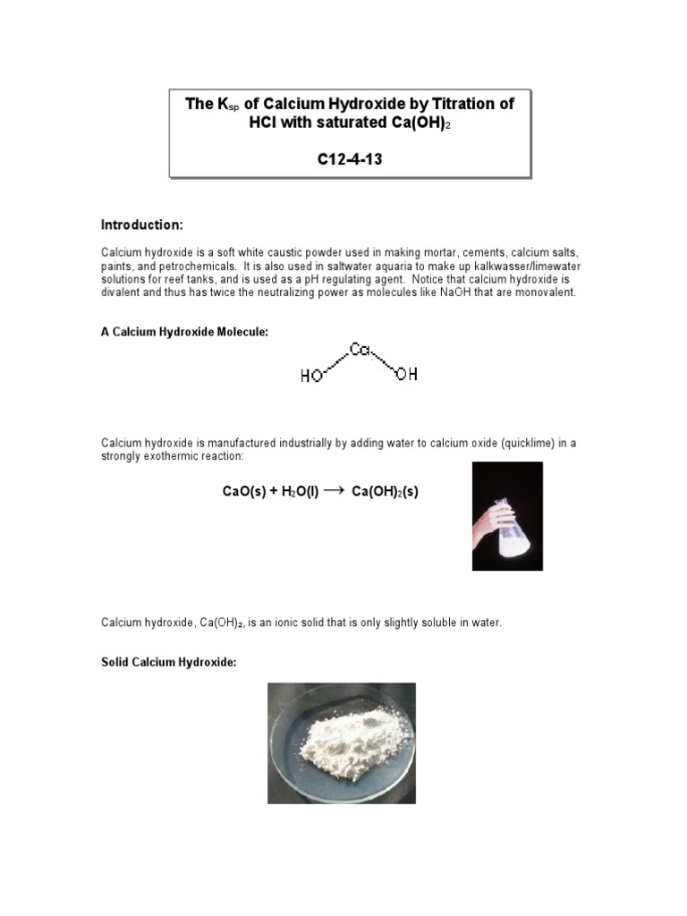 Ksp Determination of Calcium Hydroxide | PDF | Solubility | Titration