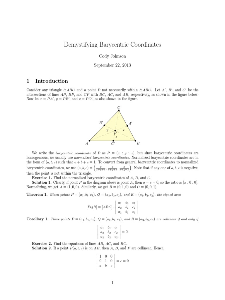 Demystifying Barycentric Coordinates | PDF | Euclid | Space