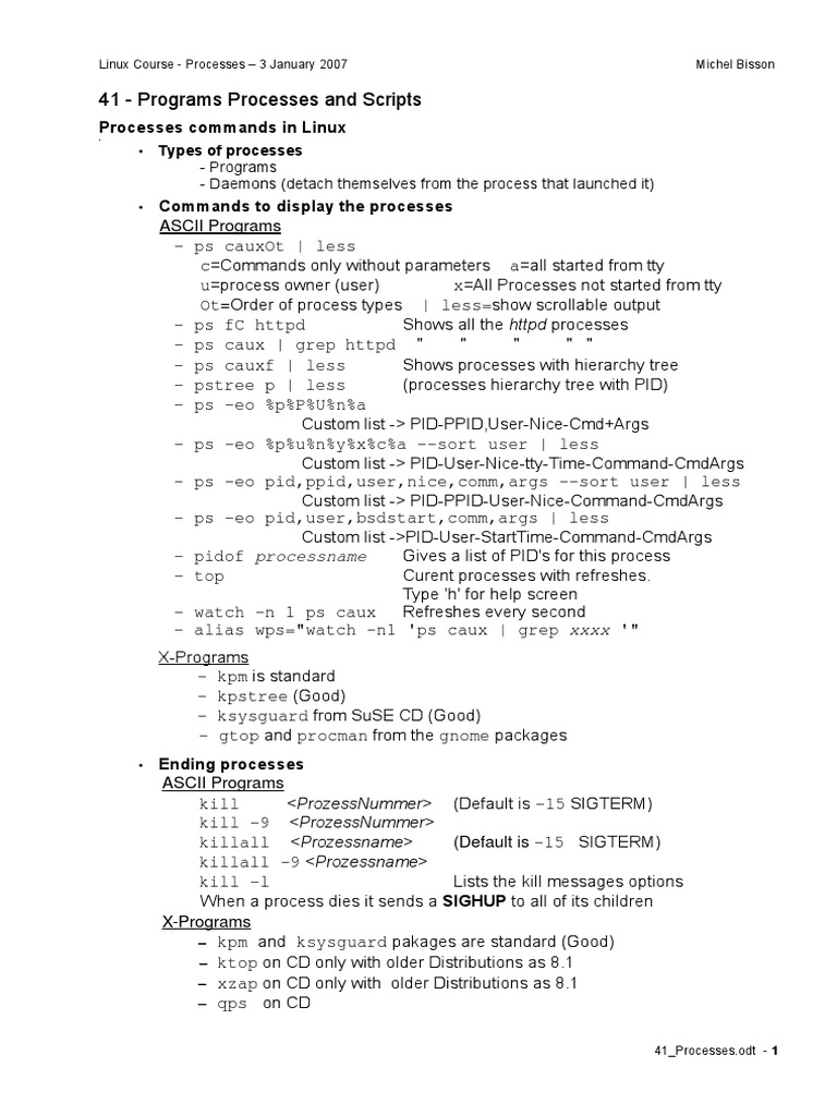 41 Programs Processes And Scripts Processes Commands In Linux Pdf Computing 0943