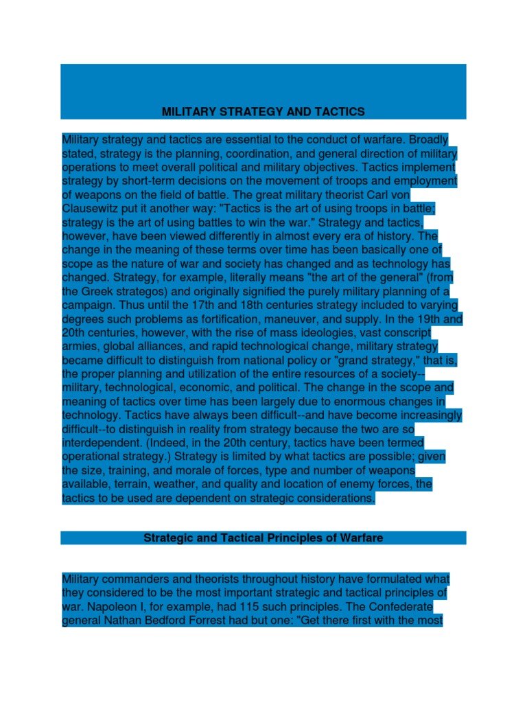 Military Strategy and Tactics | PDF | Maneuver Warfare | Military Strategy