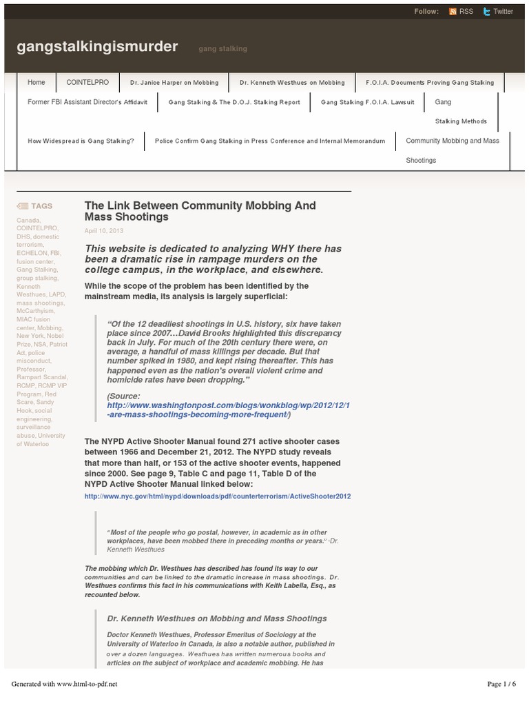 Gang Stalking - The Link Between Community Mobbing and Mass Shootings ...