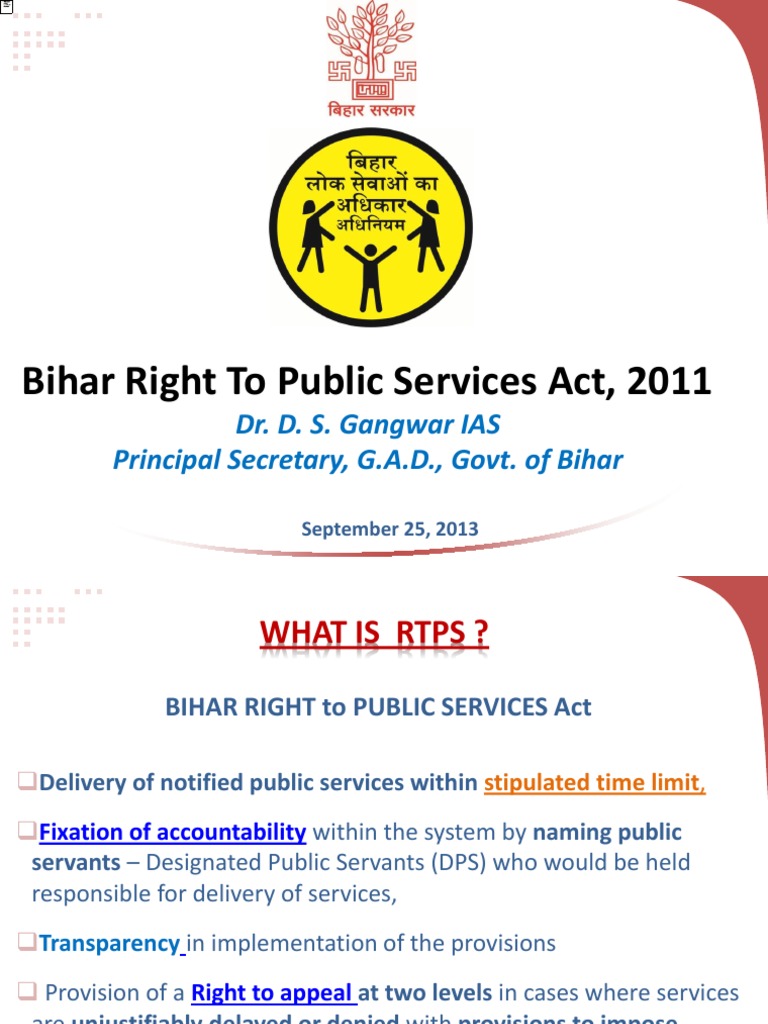Bihar Right to Public Services Overview | PDF | Management Information ...