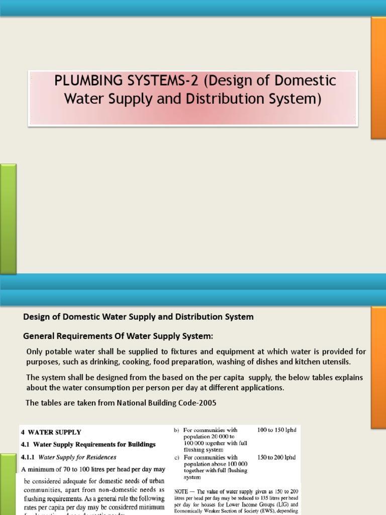 PLUMBING SYSTEMS 2-Design of Domestic Water Supply and Distribution ...