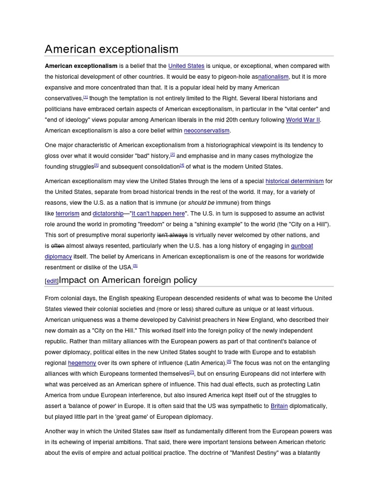 American Exceptionalism | PDF | American Exceptionalism | The United States