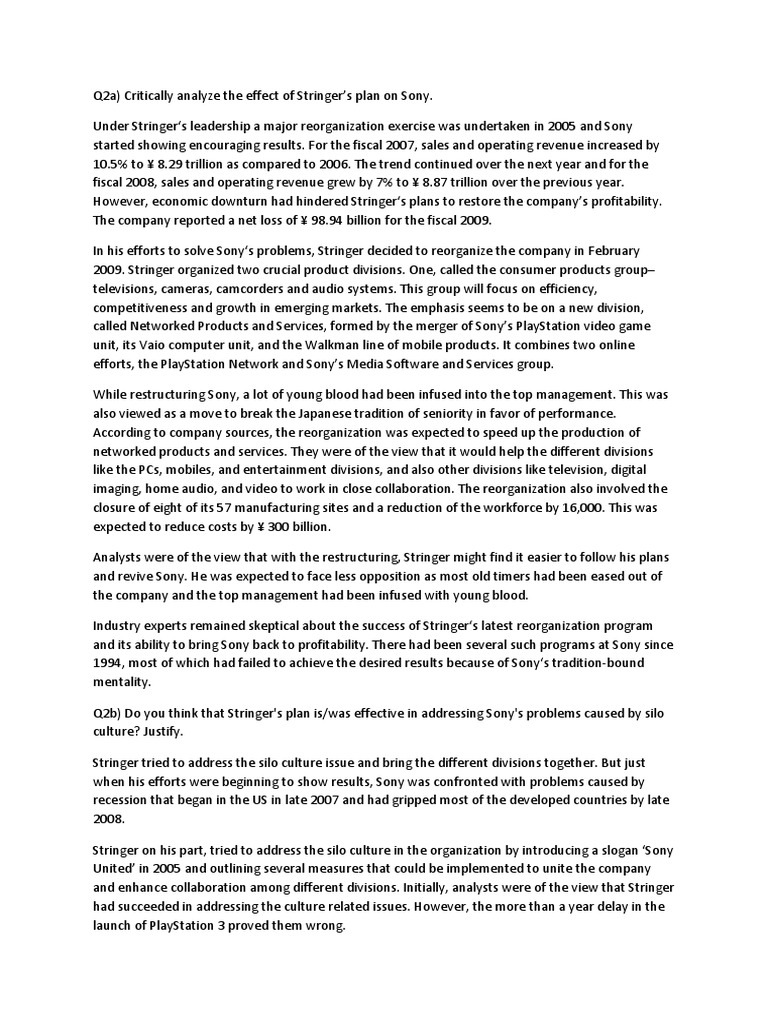 Silo Culture at Sony | PDF | Sony | Economies