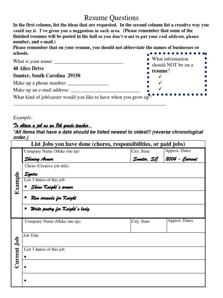 Resume Questions (Revised) | PDF | Résumé | Cognition