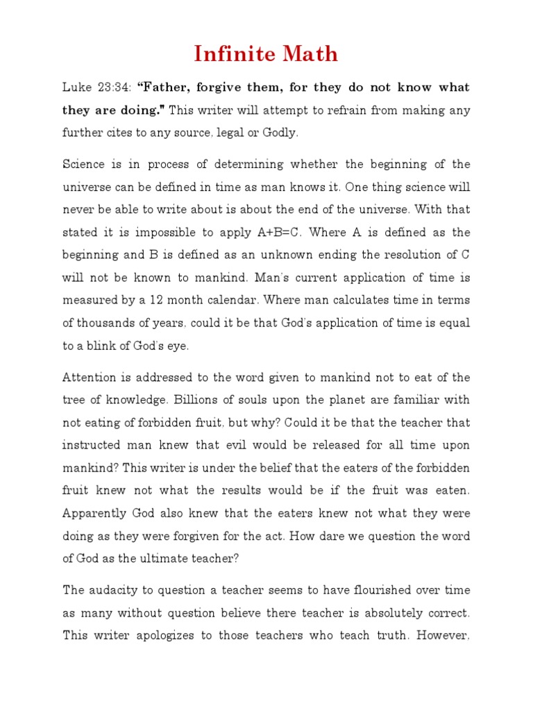 Infinite Math | PDF | Forgiveness | God
