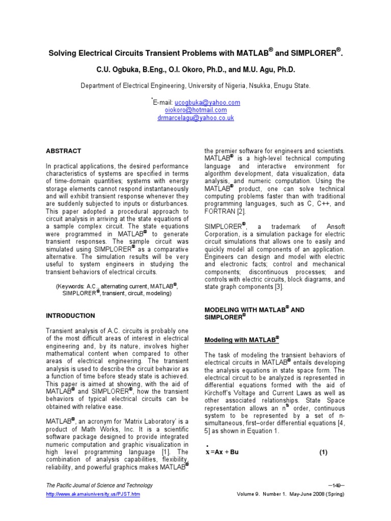Electrical Transient PDF | PDF | Matlab | Electrical Network