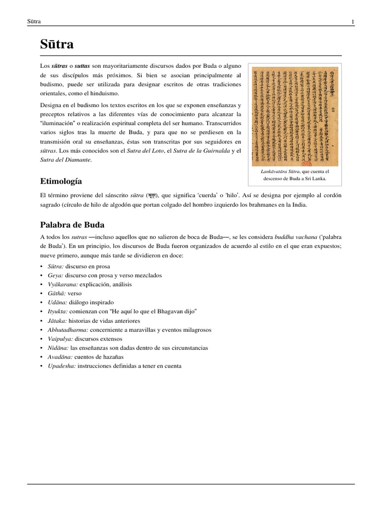 Significado y Tipos de Sūtras Budistas | PDF