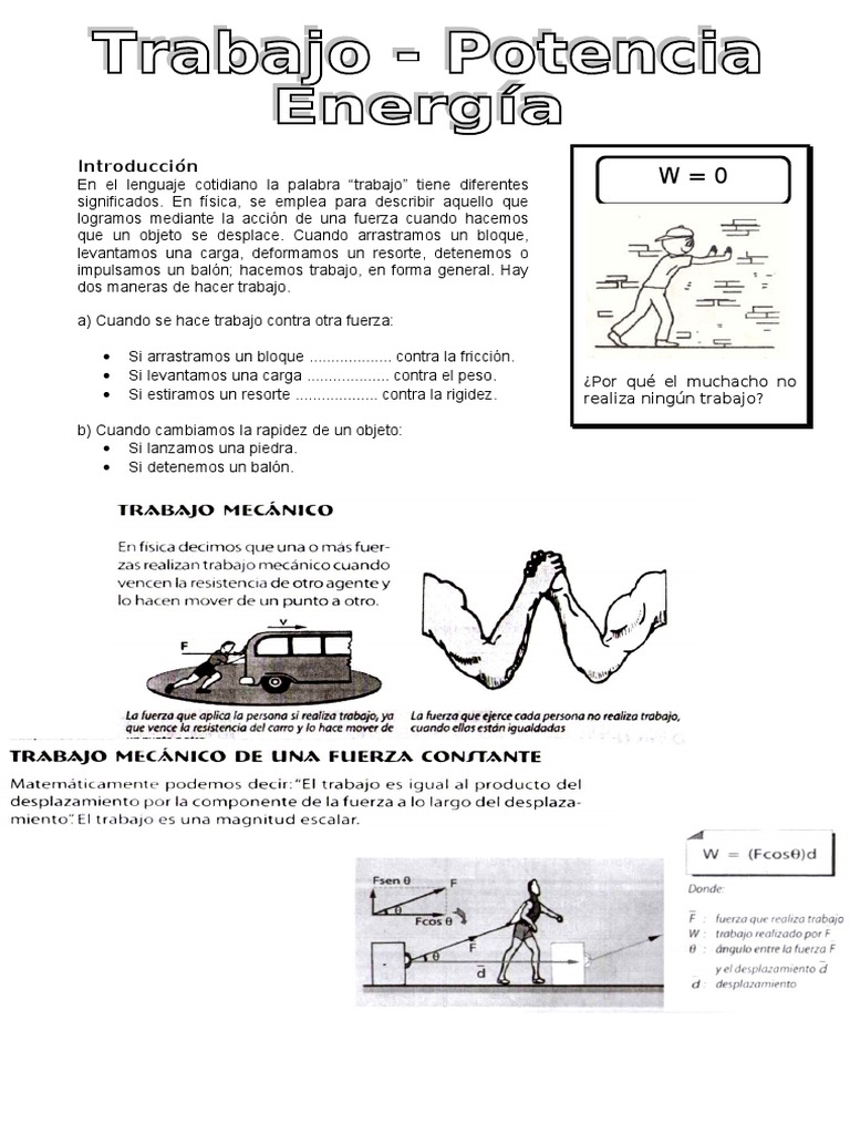 Trabajo - Potencia y Energia1 | PDF | Movimiento (física) | Energía ...