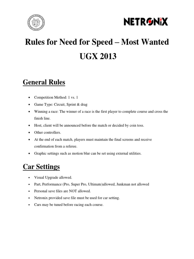 Nfs MW Rules | PDF | Referee | Tournament