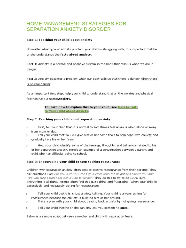 Strategies for Managing Separation Anxiety | PDF | Coping (Psychology ...