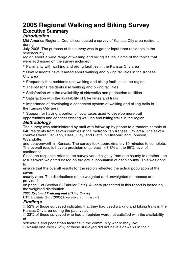 2005 Regional Walking and Biking Survey | PDF | Cycling Infrastructure ...