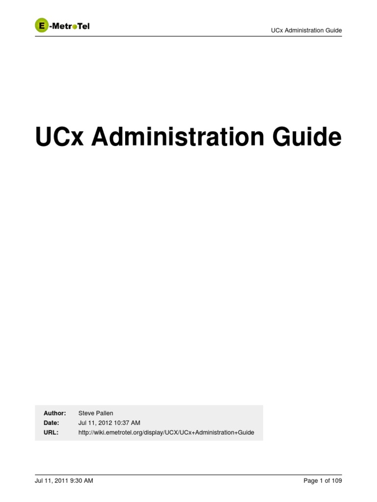 UCx Administration Guide-V4 | PDF | Ip Address | Telephone Numbering Plan
