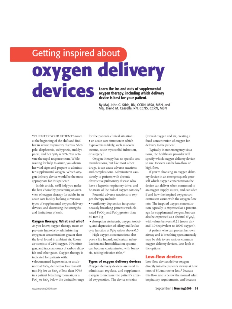 Oxygen Delivery Devices: Getting Inspired About | PDF | Breathing ...