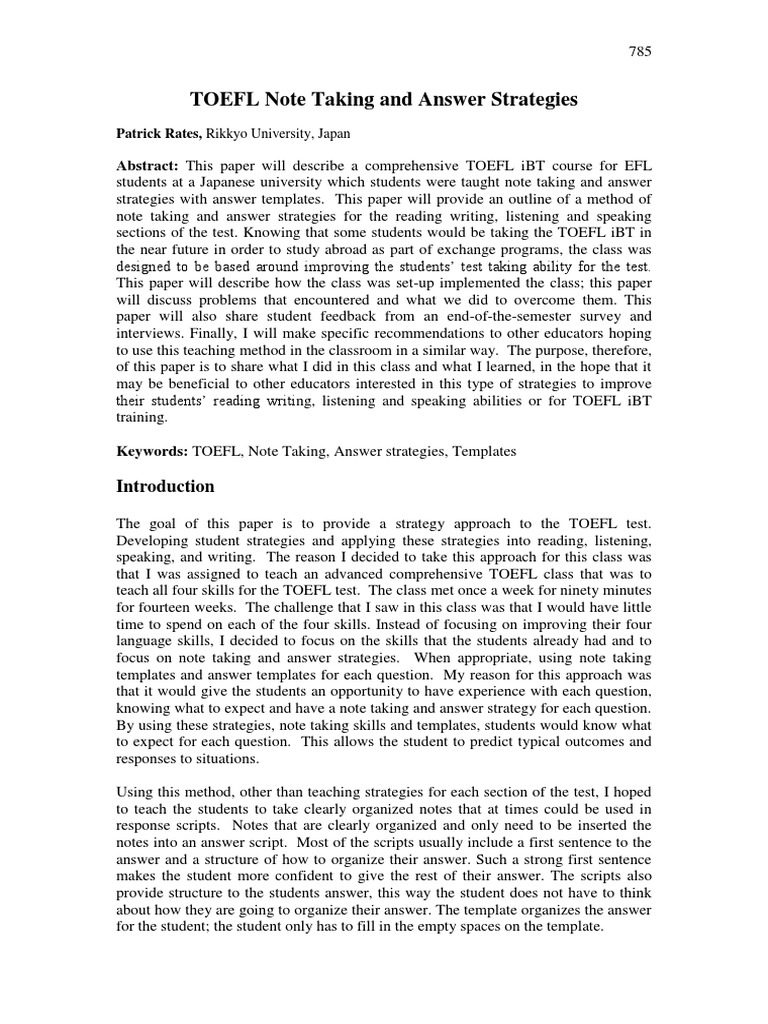 TOEFL Templates | PDF | Test Of English As A Foreign Language | Question