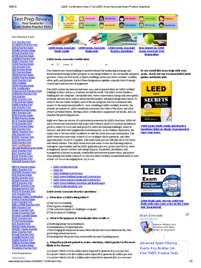 LEED Certification Help - Free LEED Green Associate Exam Practice ...