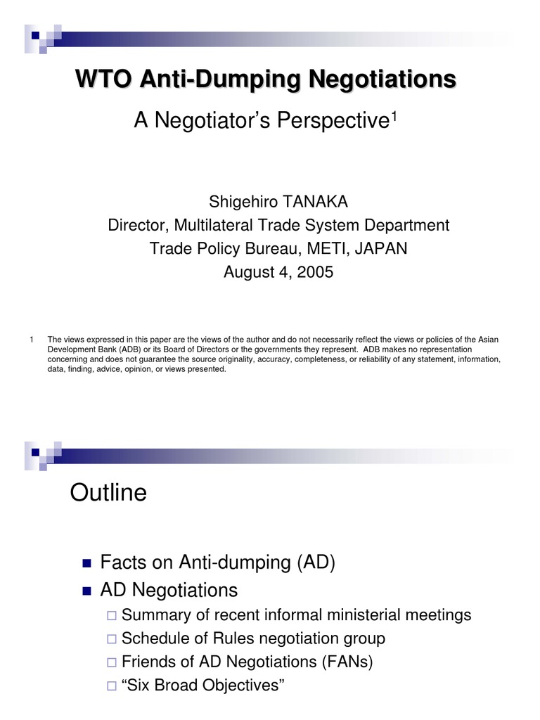 WTO Anti - Dumping Negotiations | PDF | Dumping (Pricing Policy ...