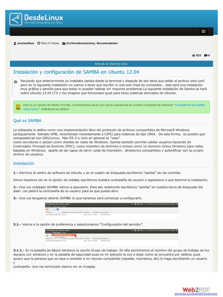 Configurar Samba (No Muy Importante) | PDF | Software del sistema ...