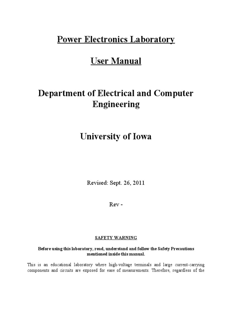 Power Electronics Lab Manual | PDF | Power Supply | Power Electronics