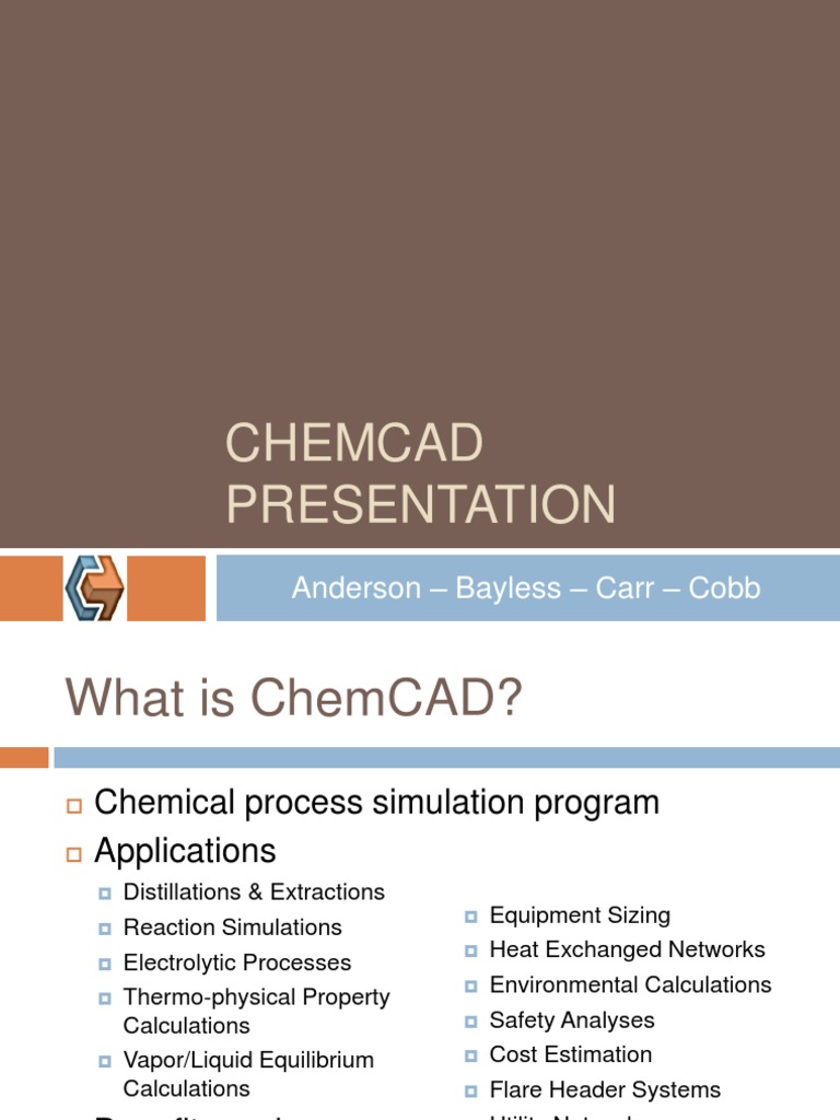 ChemCAD (Presentation) 1 | PDF | Distillation | Separation Processes