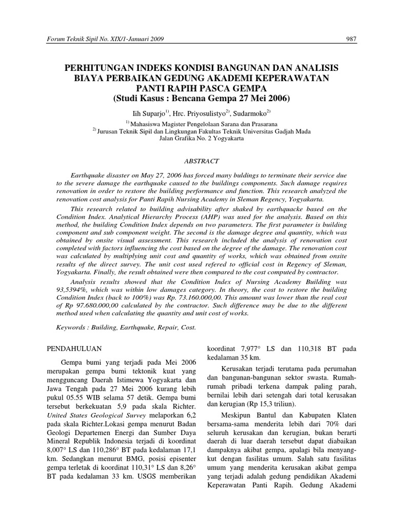 Perhitungan Indeks Kondisi Bangunan Dan Analisis | PDF