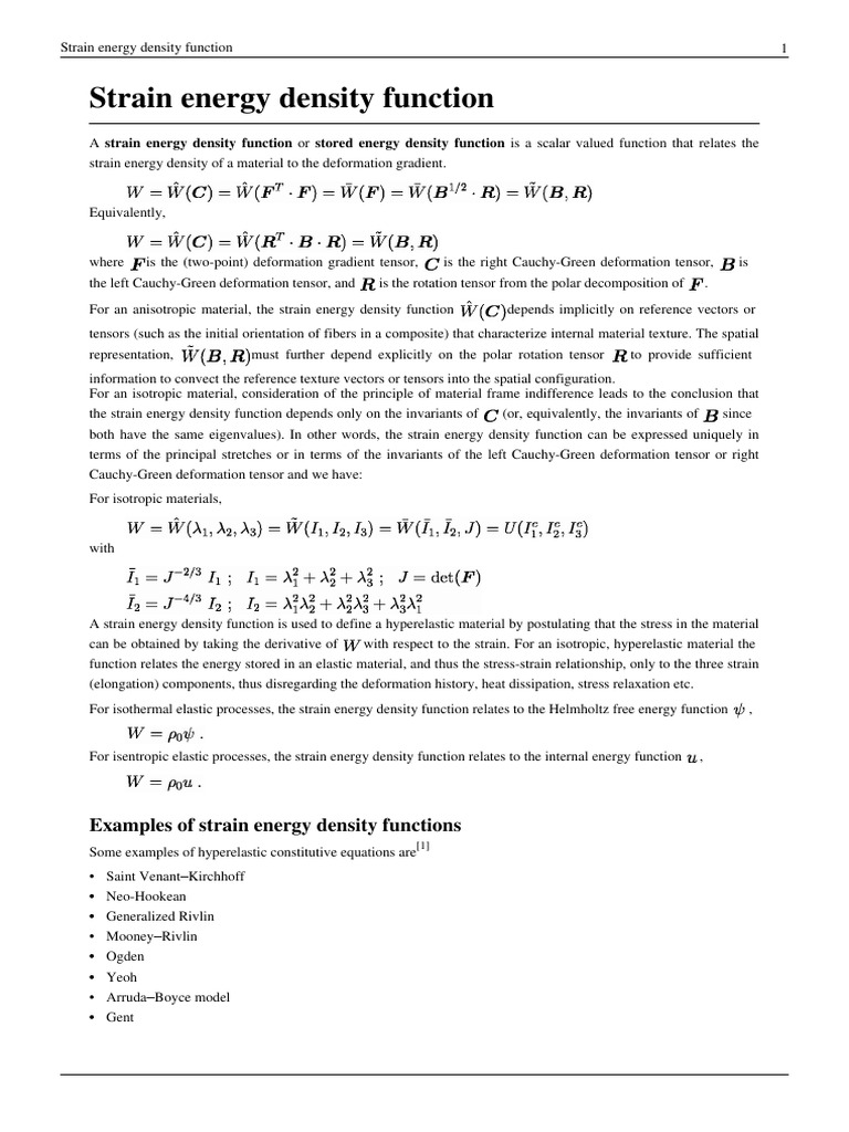Strain Energy Density Function | PDF | Deformation (Mechanics ...