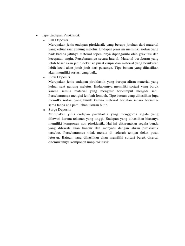 Tipe Endapan Piroklastik | PDF