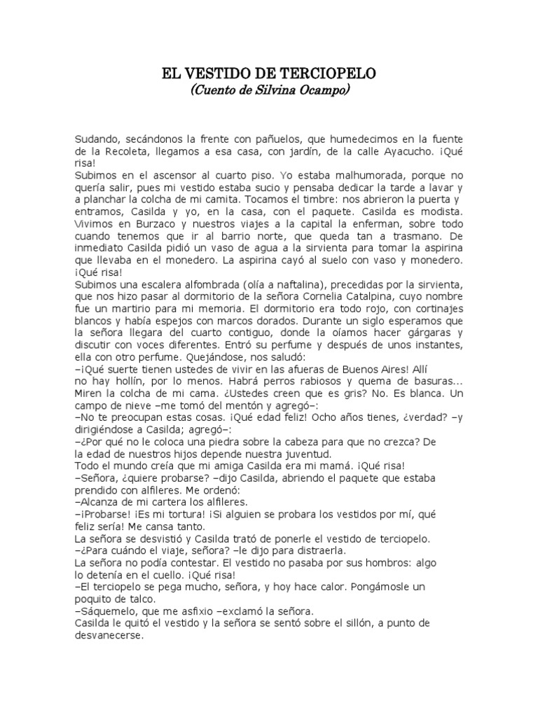 El Vestido de Terciopelo de Silvina Ocampo | PDF | Naturaleza