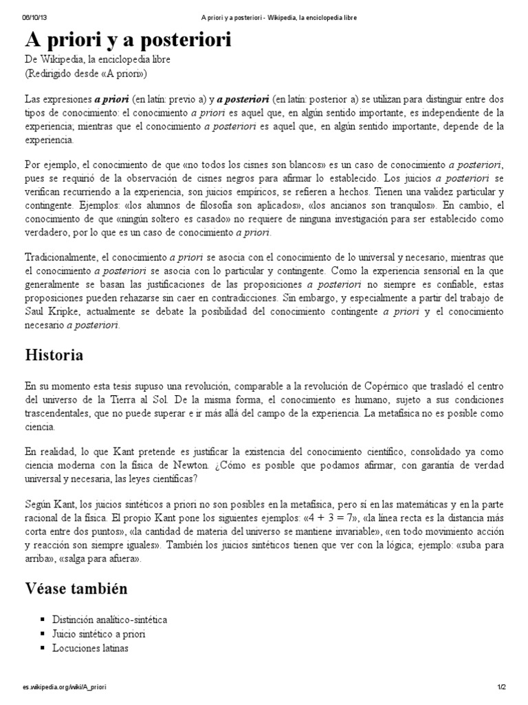 A Priori y A Posteriori | PDF | A priori y a posteriori | Interacciones ...