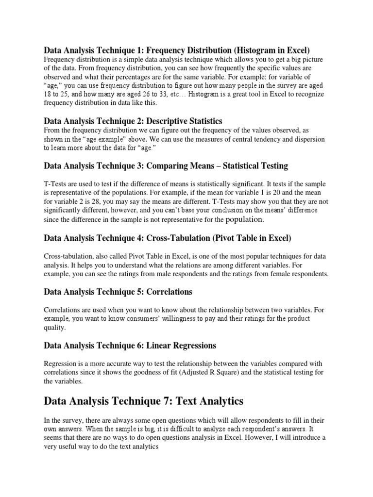 Data Analysis Technique (Methods) | Data Analysis | Statistics | Free ...