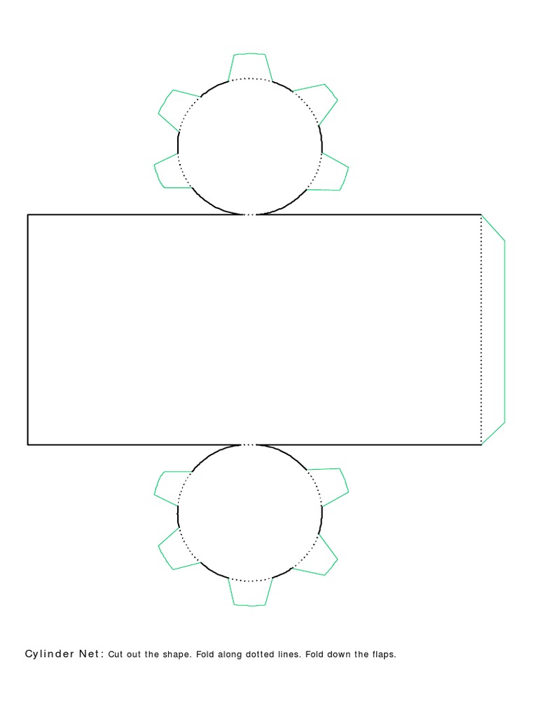 Cylinder Net:: Cut Out The Shape. Fold Along Dotted Lines. Fold Down ...