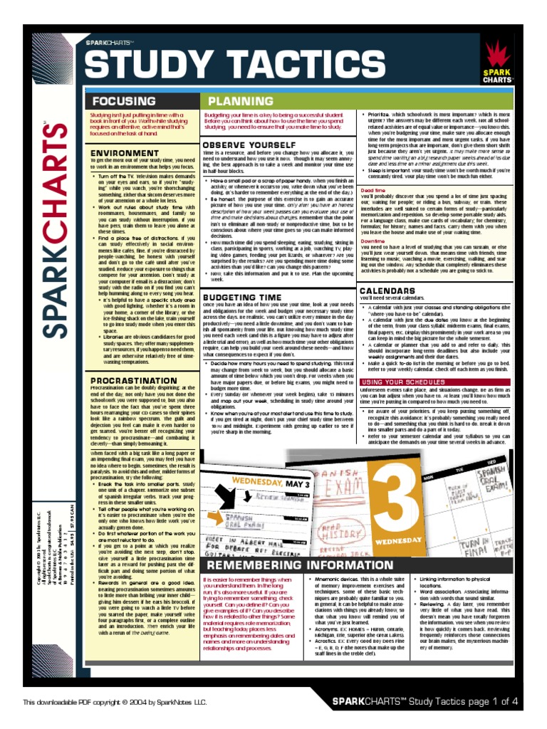SparkCharts - Study Tactics | PDF