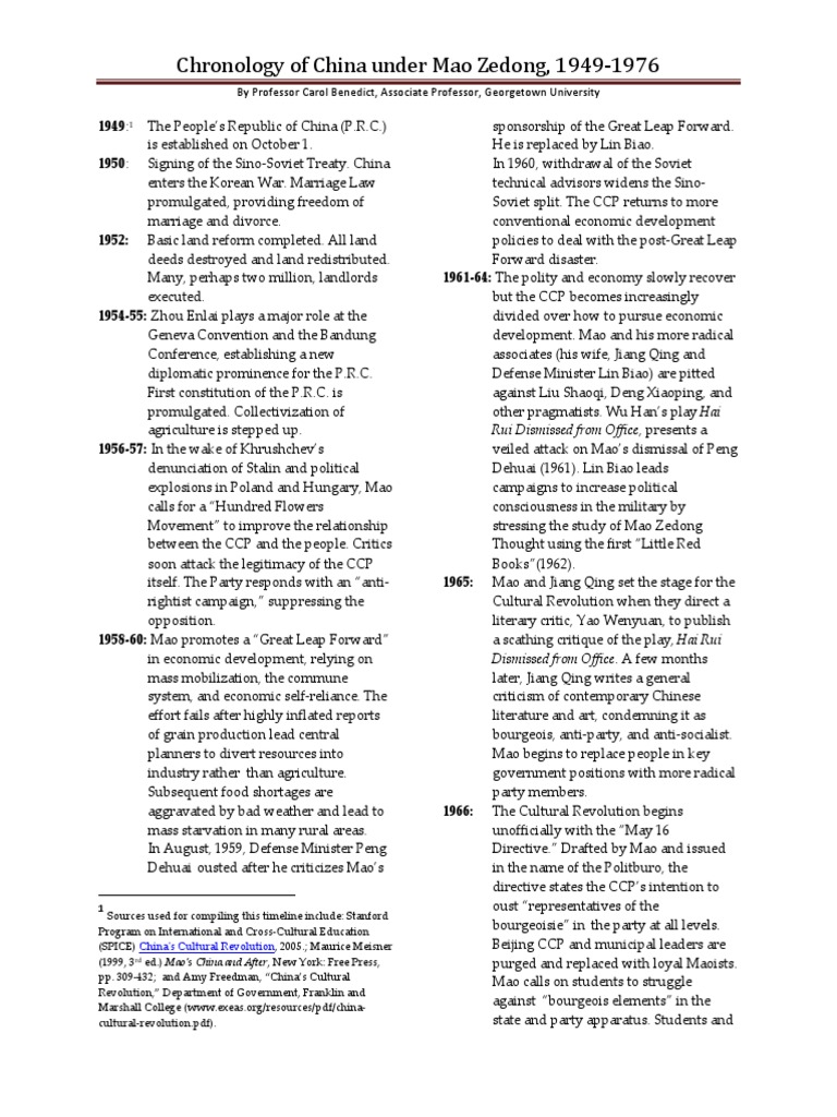 Mao's China: A Historical Timeline | PDF | Cultural Revolution | Mao Zedong