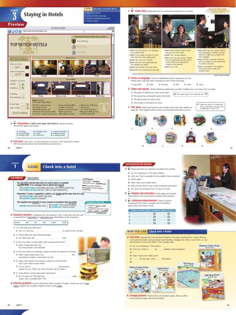Unit3 Student Book | PDF | Hotel | Reading Comprehension