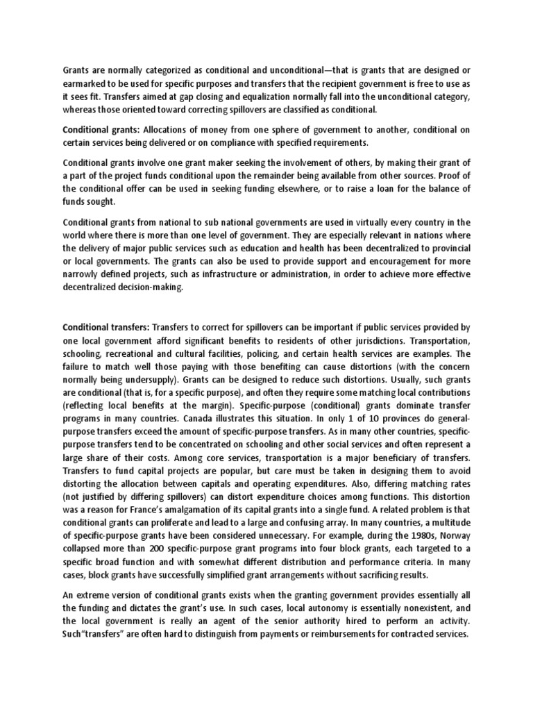conditional grant.docx | Decentralization | Grant (Money)