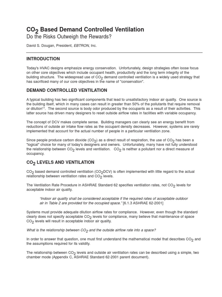 CO2 Based Demand Controlled Ventilation: Do The Risks Outweigh The ...