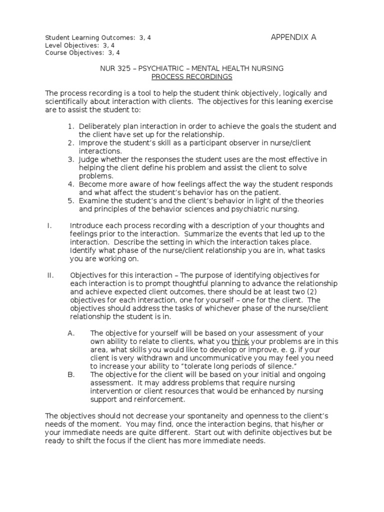 Process Recordings | PDF | Psychiatric And Mental Health Nursing | Nursing