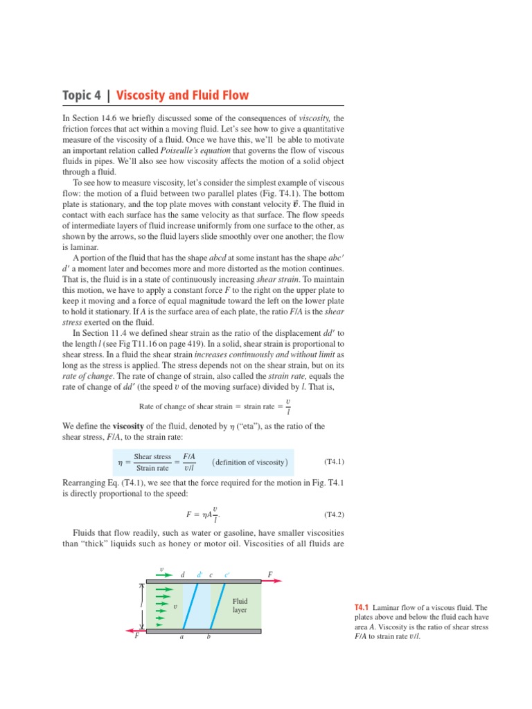 Viscosity and Fluid Flow PDF | Download Free PDF | Viscosity | Shear Stress